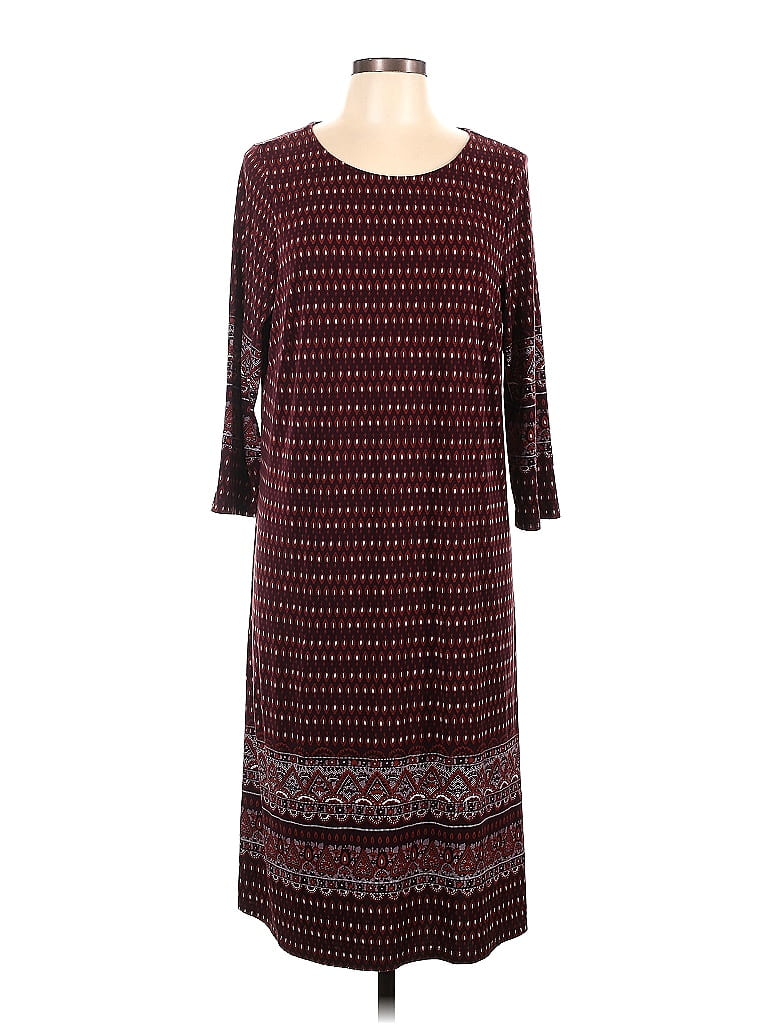 Gilli Chevron-herringbone Burgundy Red Casual Dress Size L - 62% off ...
