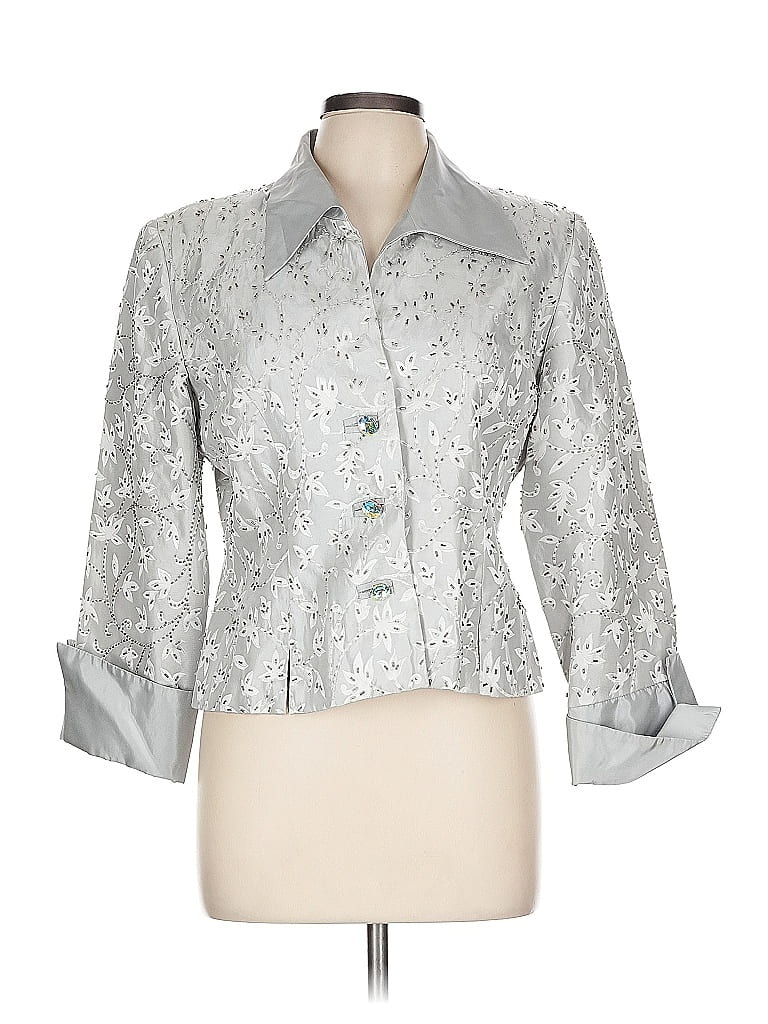 JS Collection 100% Acetate Metallic Silver Jacket Size 12 - 75% off ...