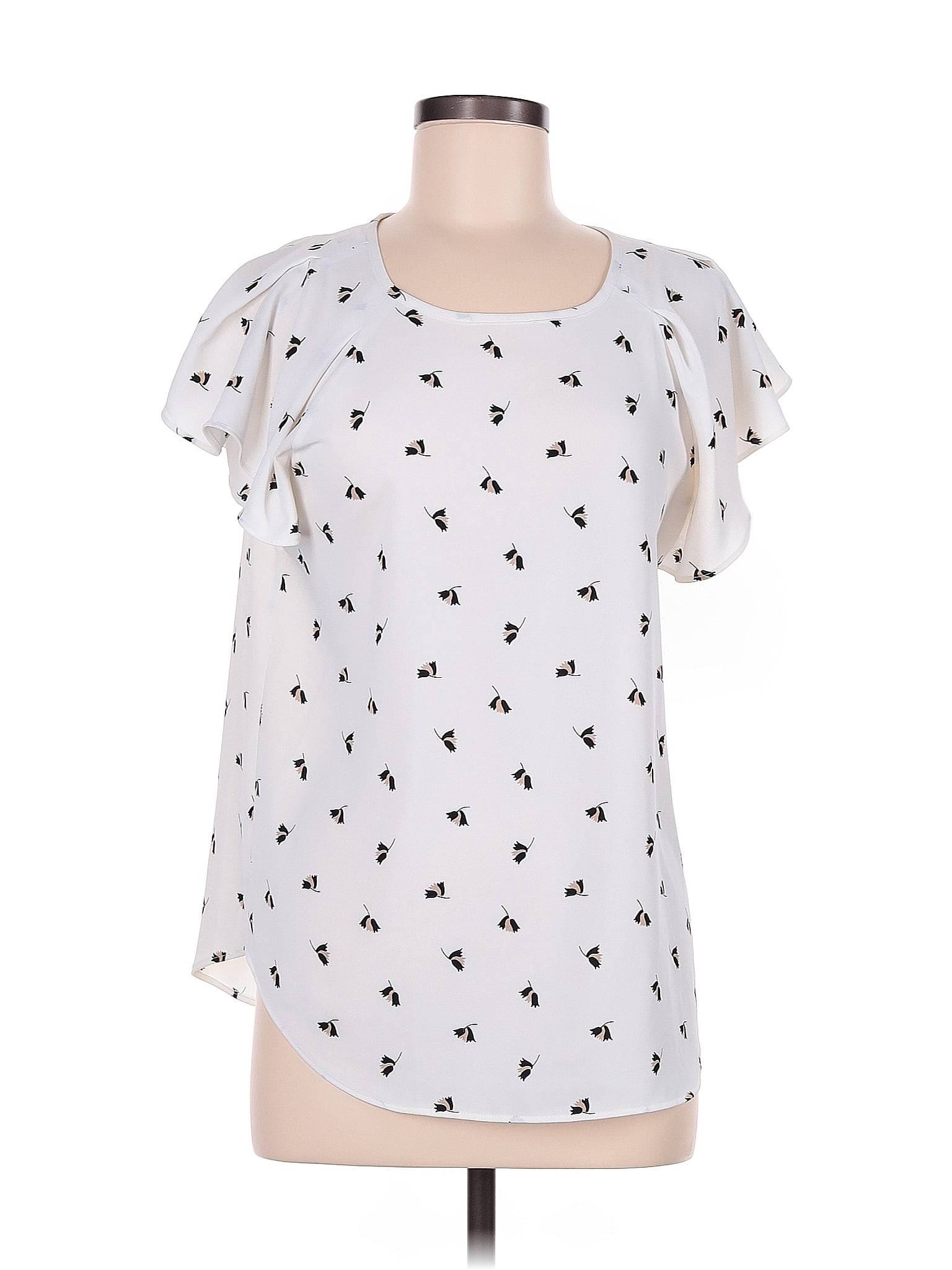 Ann Taylor 100% Polyester Gray Short Sleeve Blouse Size M - 71% off ...