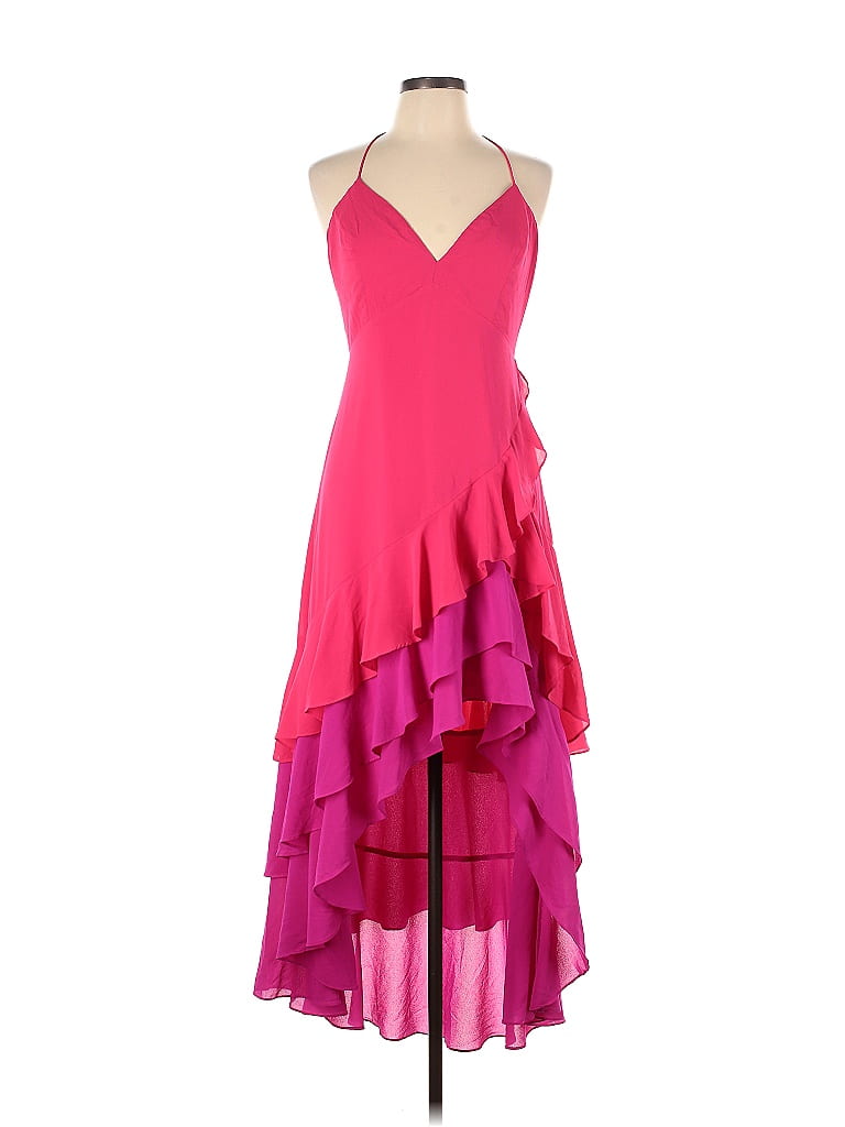 One33 Social 100% Polyester Pink Red Colorblock Ruffle Gown Size 10 ...