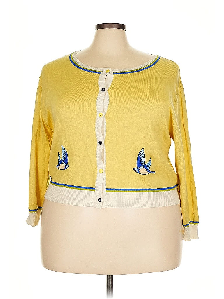 Palava Yellow Cardigan Size 3X - 78% off | ThredUp