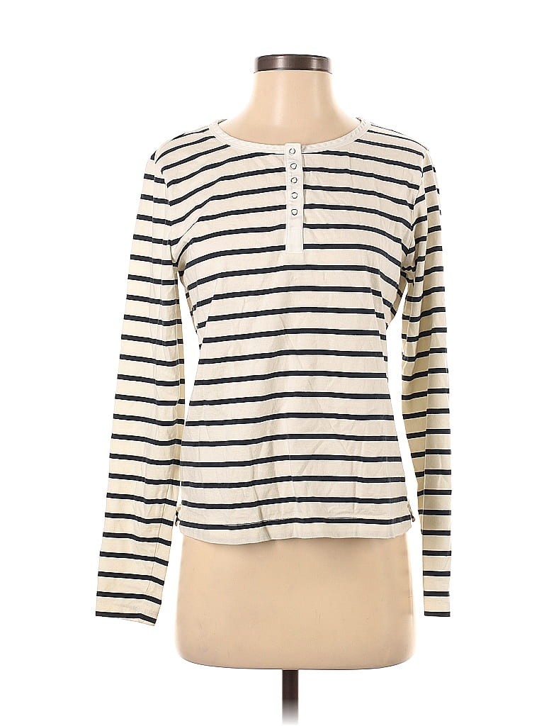 L.L.Bean Signature 100% Cotton Ivory Long Sleeve Henley Size S - 64% ...