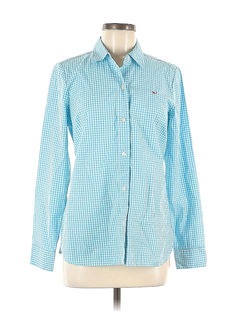 Vineyard Vines 100% Cotton Checkered-gingham Blue Long Sleeve Button-Down Shirt Size 6 - 67% off ...