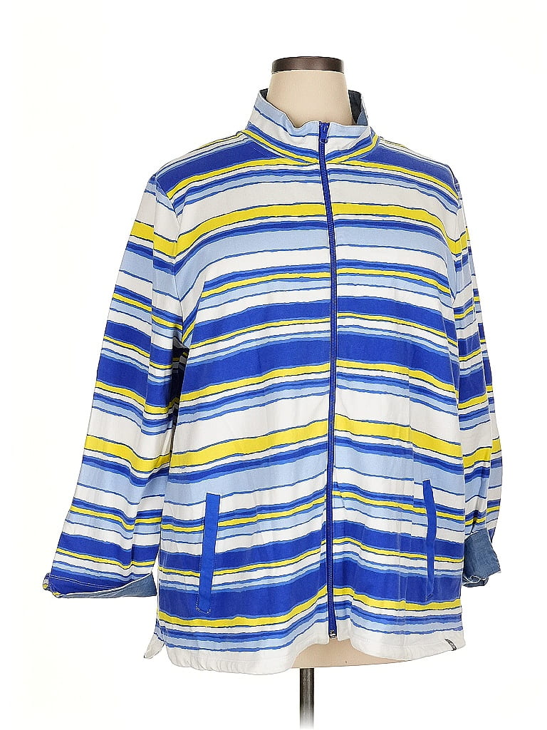 T by Talbots Stripes Blue Raincoat Size 3X (Plus) - 68% off | ThredUp
