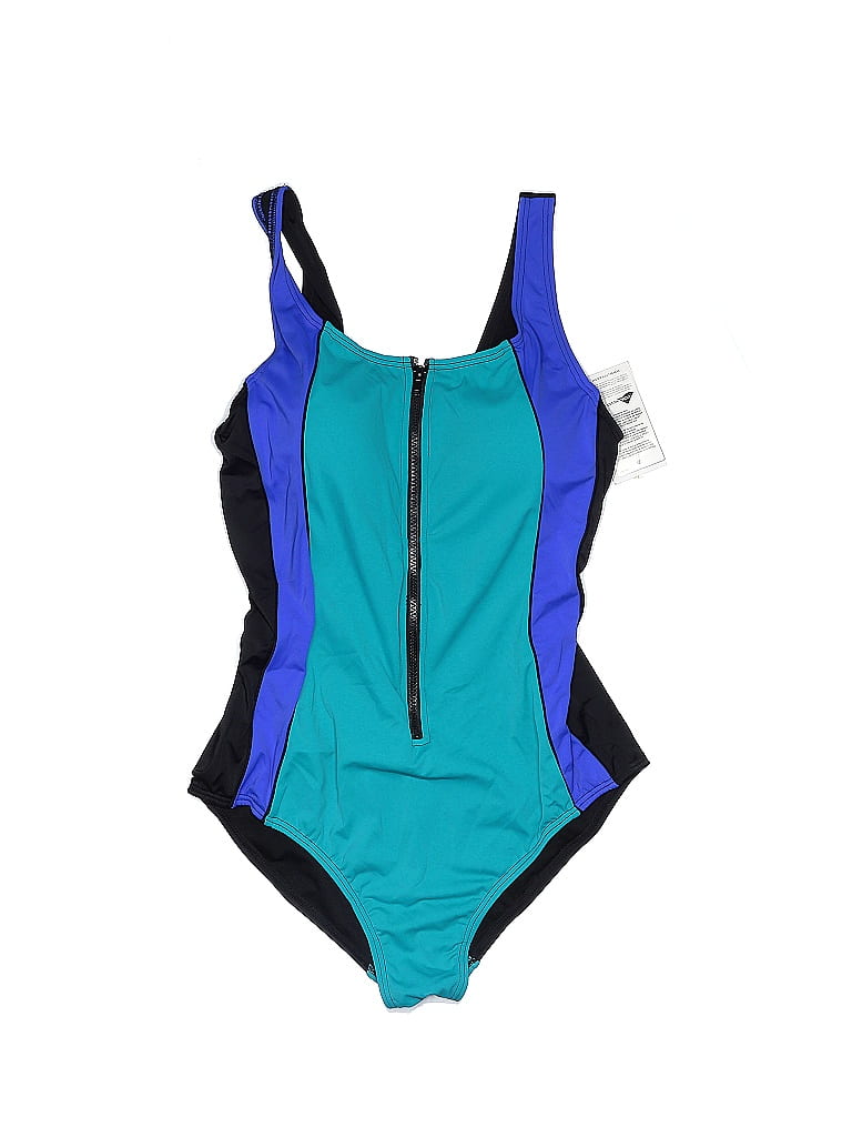 Swimsuits for all Color Block Blue Black One Piece Swimsuit Size 18 ...