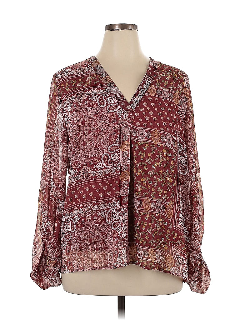 Assorted Brands 100% Polyester Paisley Burgundy Long Sleeve Blouse Size XL - 52% off | ThredUp