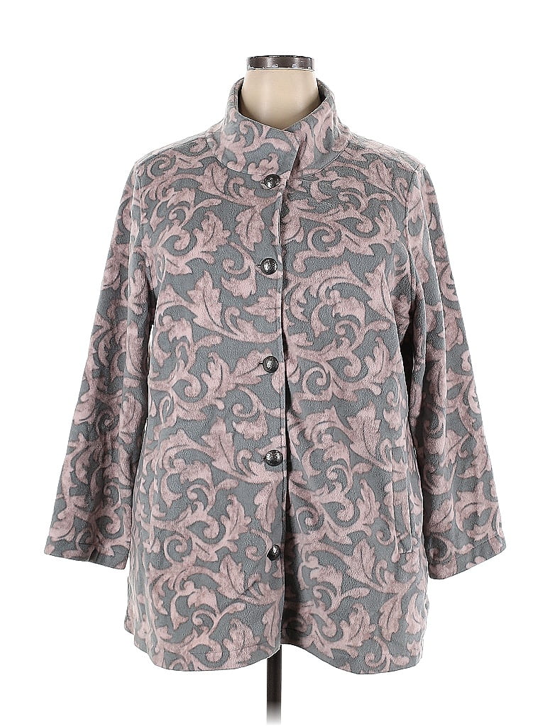 Susan Graver 100% Polyester Paisley Gray Teal Coat Size 2X - 64% off ...
