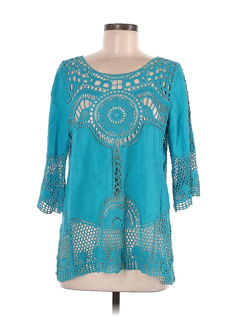 Vicki Wayne's Teal 3/4 Sleeve Blouse Size M - 44% off | ThredUp