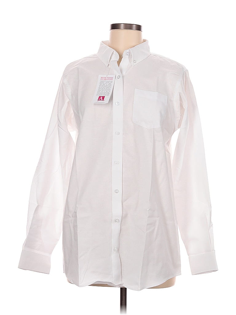 A+ White Long Sleeve Button-Down Shirt Size M - 60% off | ThredUp