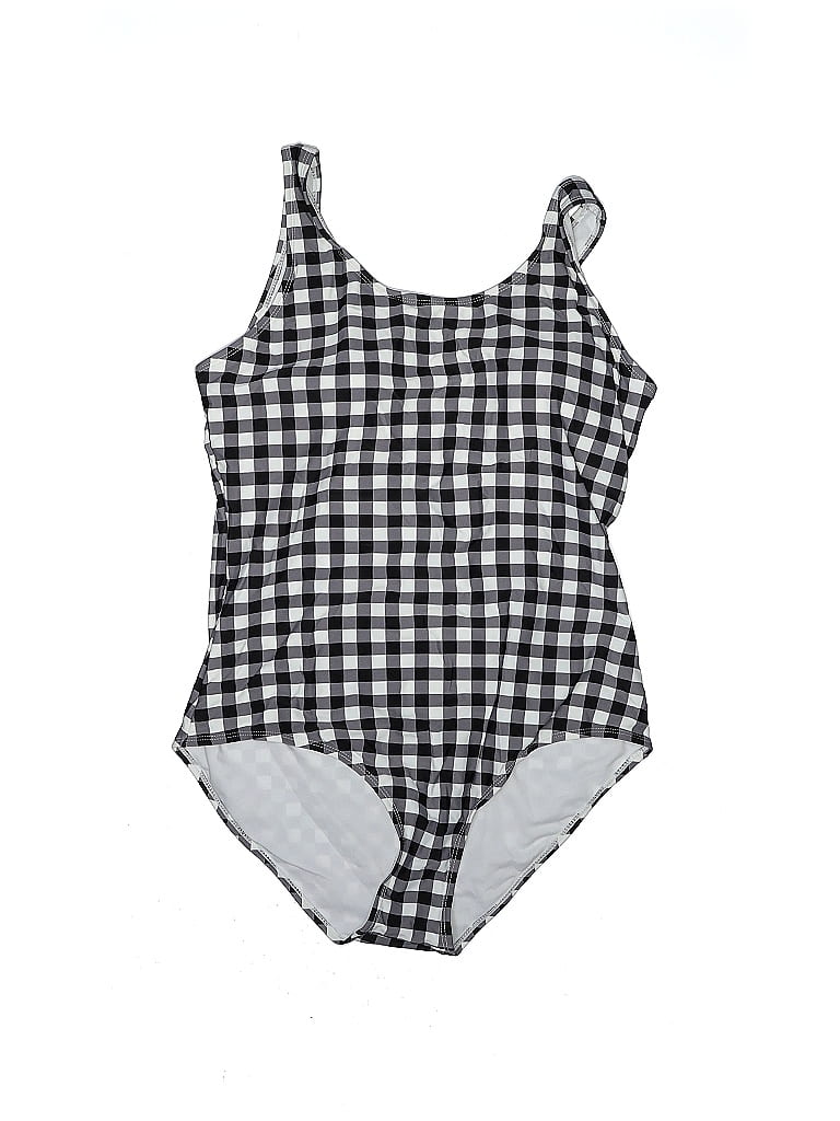 Coral Reef Swim 100 Nylon Checkered Gingham Gray One Piece Swimsuit