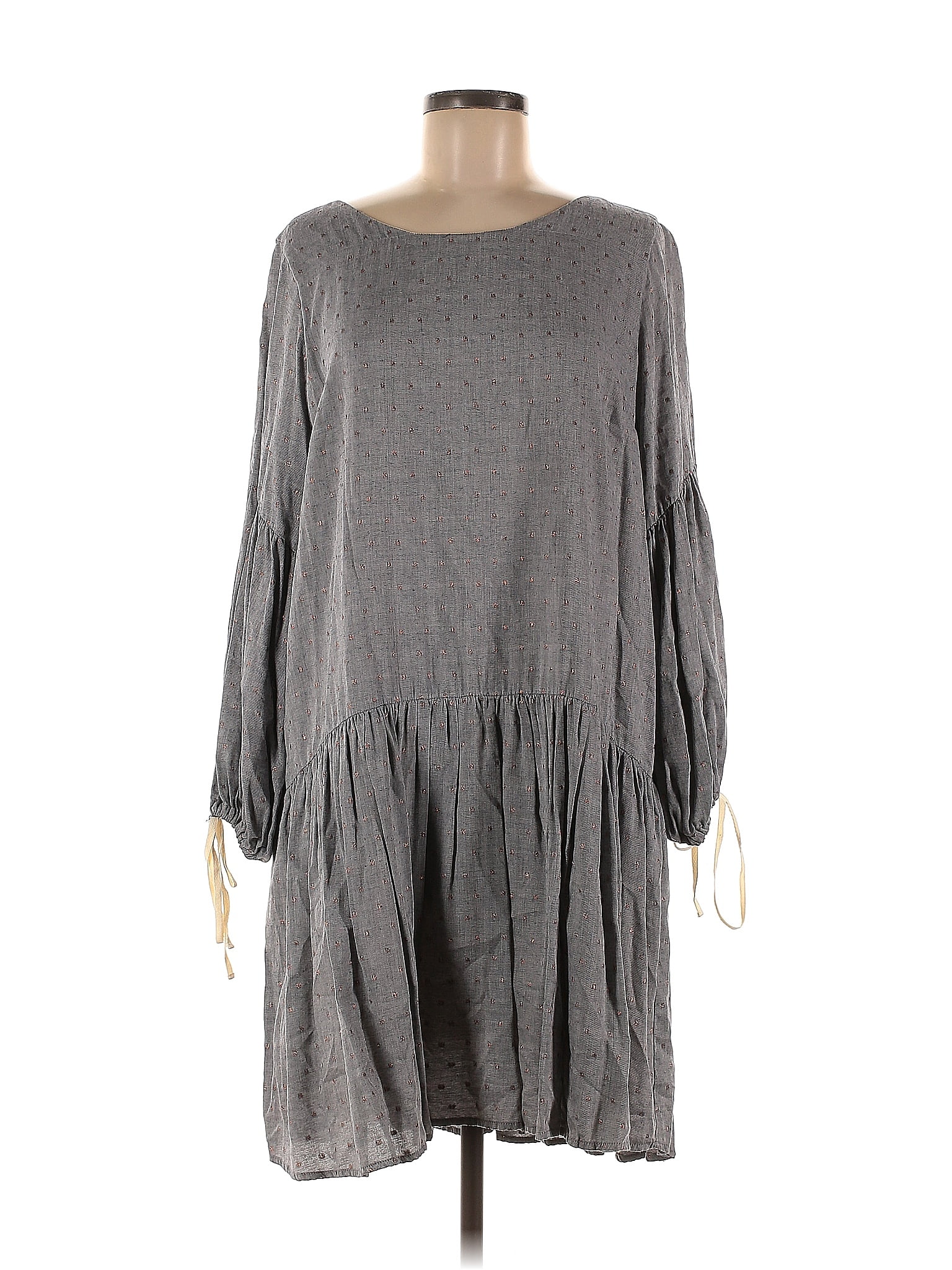 Paper Crown Gray Copper Dot Maternity Dress Size L - 79% off | ThredUp
