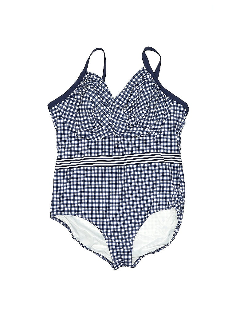 Draper James X Land's End Checkered-gingham Blue One Piece Swimsuit ...