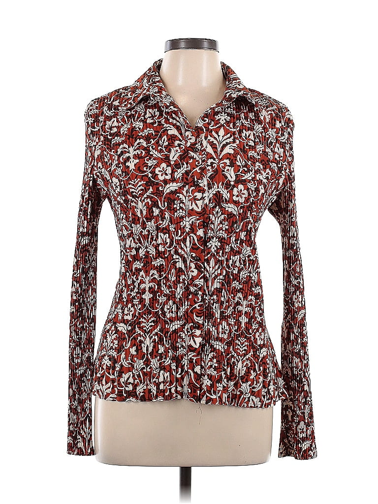 Fred David 100% Polyester Paisley Burgundy Long Sleeve Blouse Size L - 40% off | ThredUp