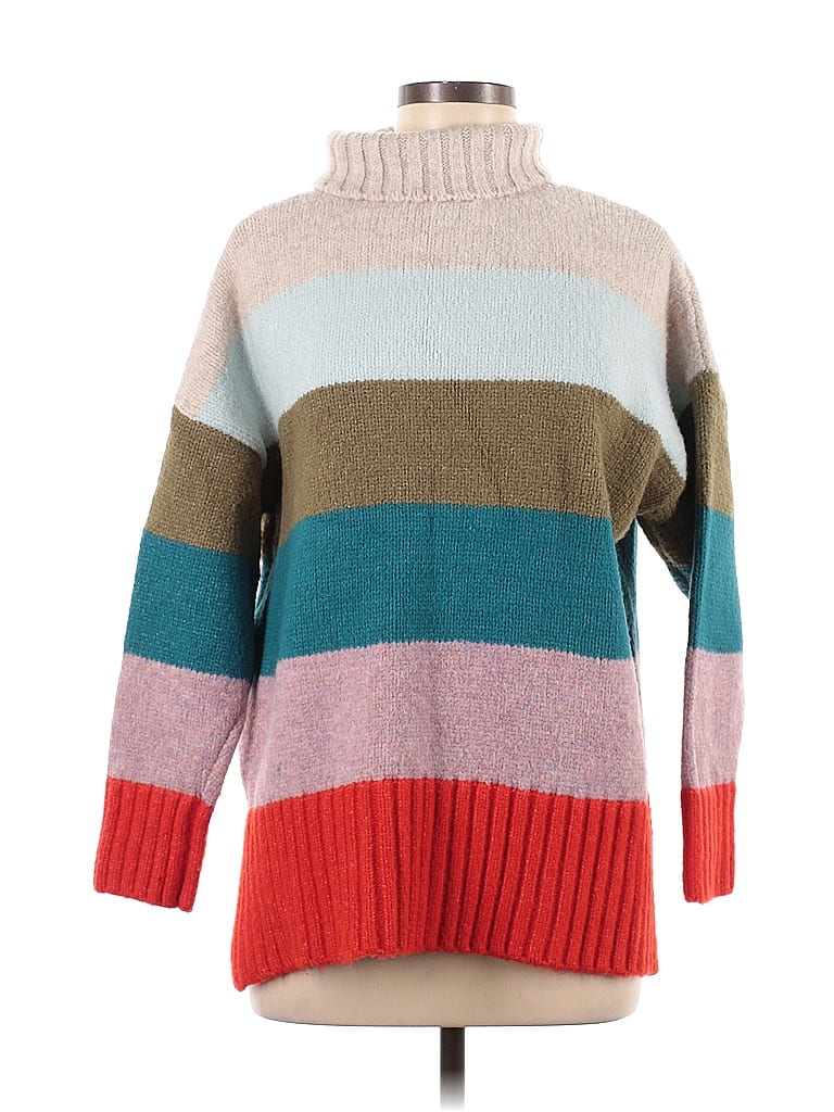 Mersea Color Block Tan Turtleneck Sweater One Size - 76% off | ThredUp