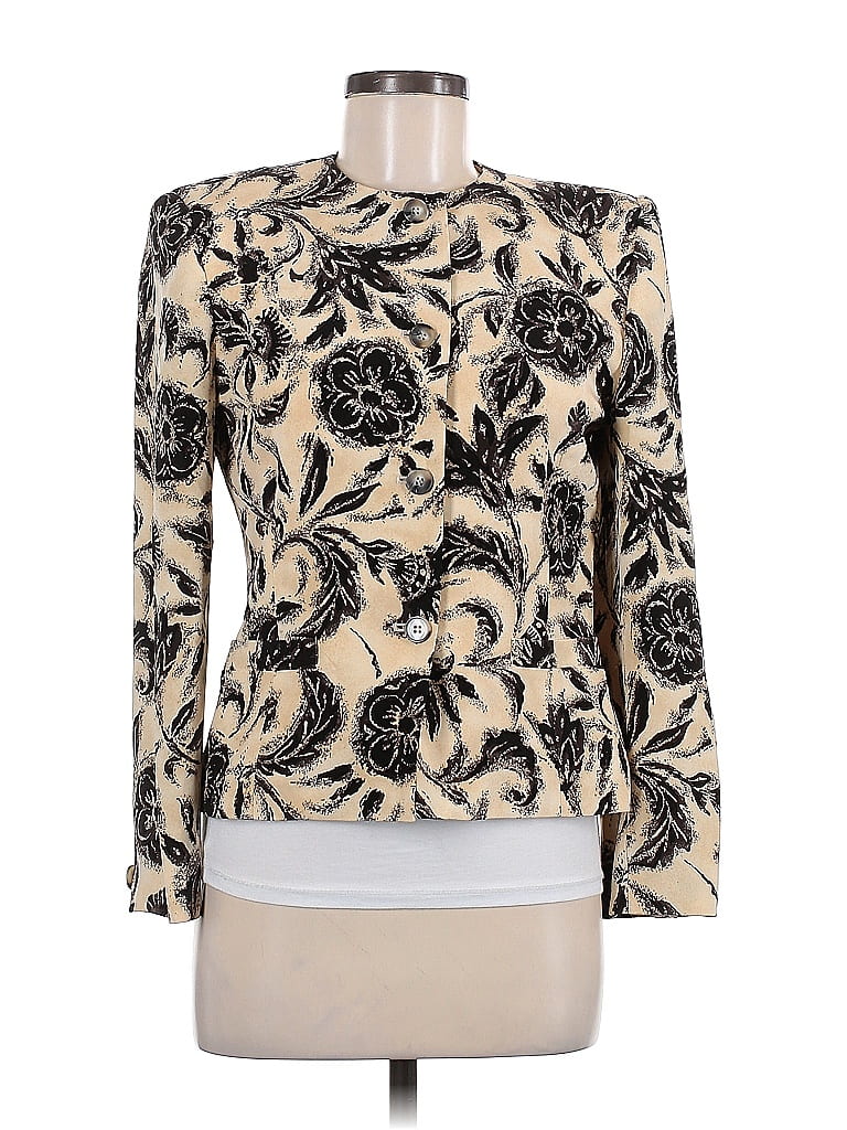 Jones New York 100% Silk Print Gold Silk Blazer Size 8 (Petite) - 80% off | ThredUp