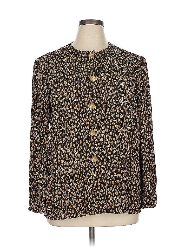 Rena Rowan 100% Rayon Animal Print Gold Blazer Size 14W - 59% off | ThredUp