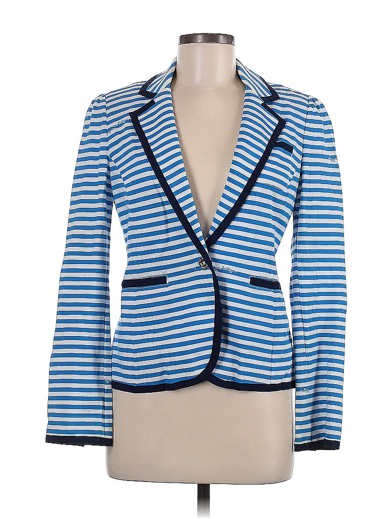 Lilly Pulitzer 100% Cotton Stripes Blue Blazer Size M - 65% off | ThredUp