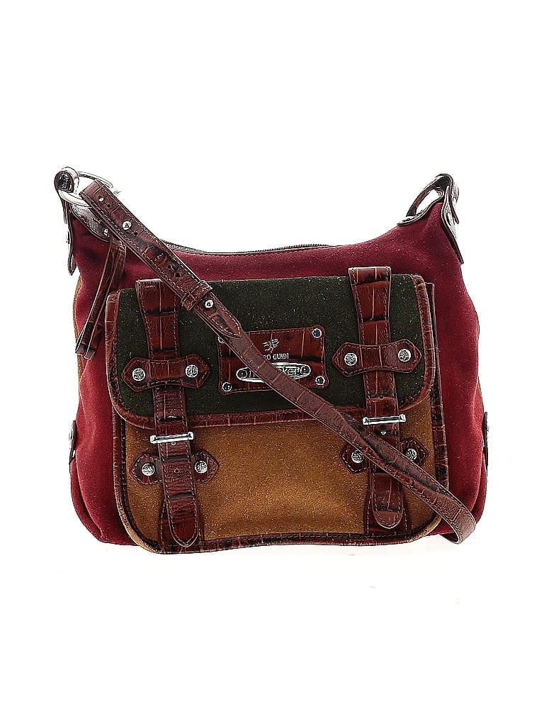 Piero Guidi 100% Leather Plaid Tan Red Leather Crossbody Bag One Size ...