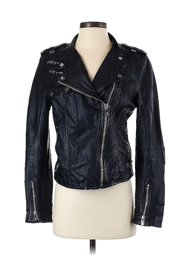 Black Rivet 100% Leather Blue Black Leather Jacket Size S - 68% off | ThredUp