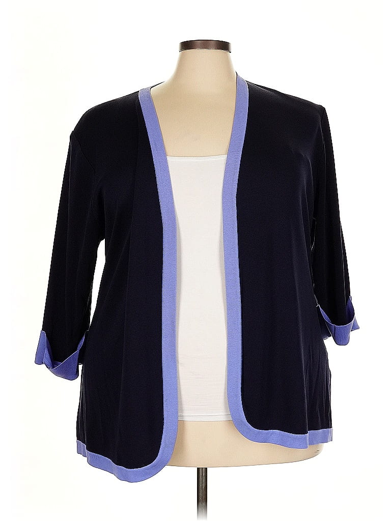 misook 100% Acrylic Blue Cardigan Size 3X (Plus) - 79% off | ThredUp