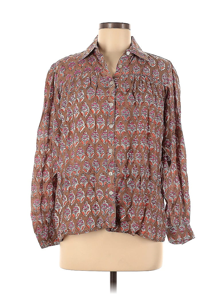 Perry Walker Collective Paisley Brown Long Sleeve Blouse One Size - 74% ...