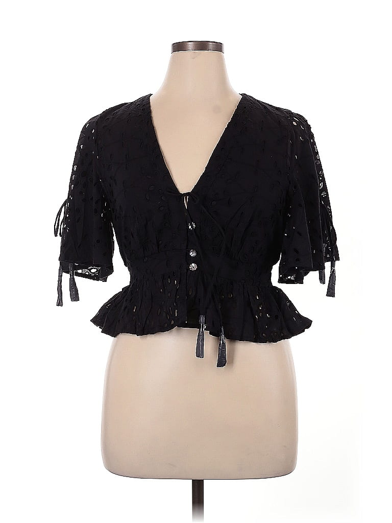 Cleobella 100% Organic Cotton Black Short Sleeve Blouse Size XL - 79% ...