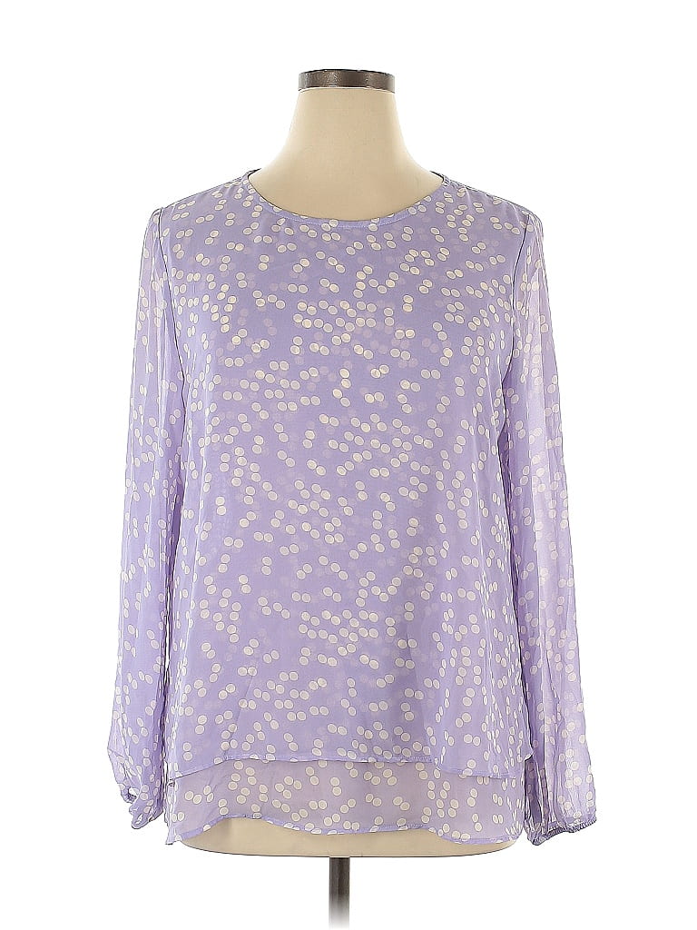 Anne Klein Polka Dots Purple Long Sleeve Blouse Size XL - 71% off | ThredUp