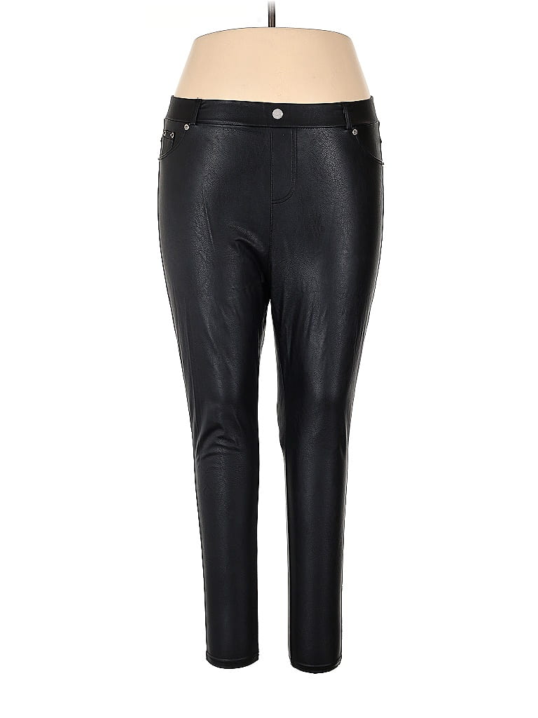 Assorted Brands 100% Polyurethane Black Faux Leather Pants Size 2X ...