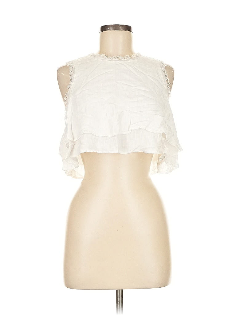 Le Lis 100% Nylon White Sleeveless Blouse Size M - 75% off | ThredUp