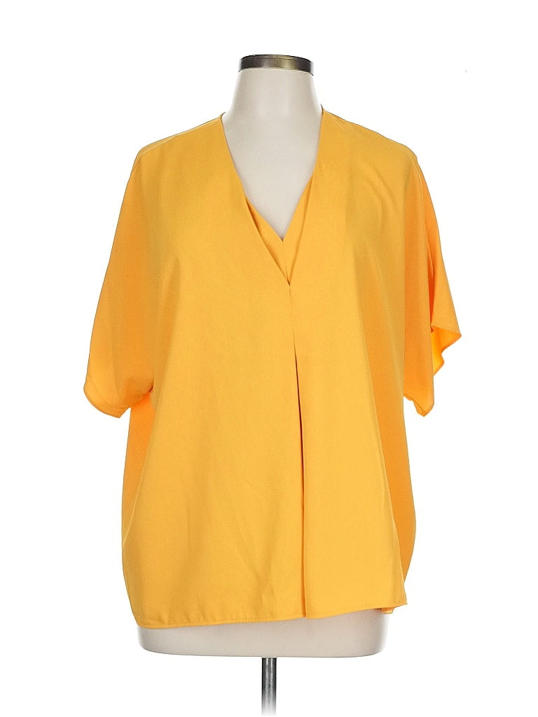 Primark 100% Polyester Yellow Short Sleeve Blouse Size L - 58% off ...