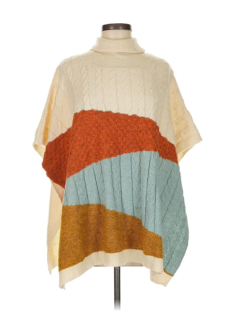 Anama Color Block Ivory Poncho Size M - 67% off | ThredUp