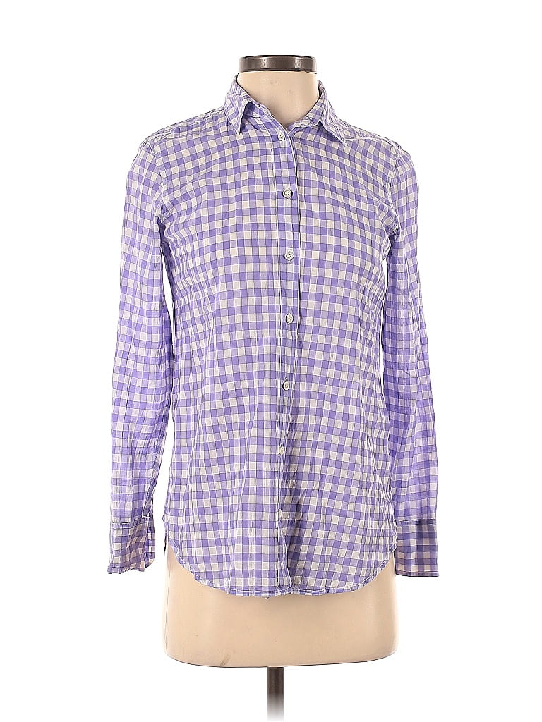 J.Crew Checkered-gingham Purple Long Sleeve Button-Down Shirt Size 0 (Petite) - 74% off | ThredUp
