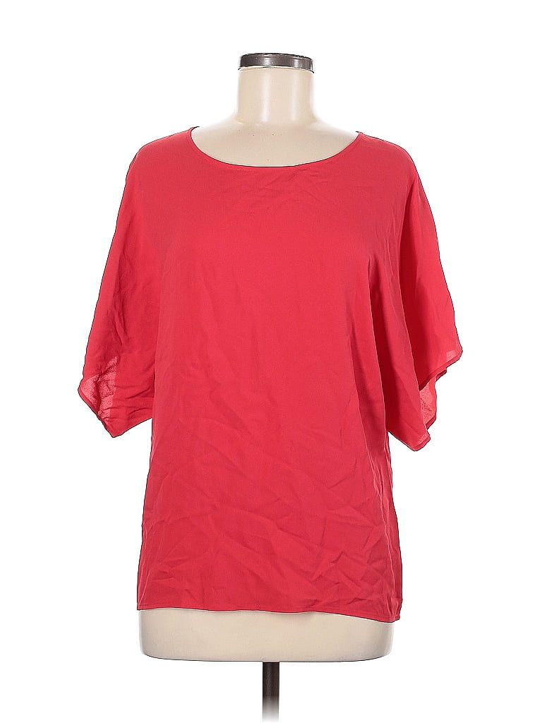 ADAM by Adam Lippes 100% Silk Red Short Sleeve Silk Top Size 6 - 82% ...