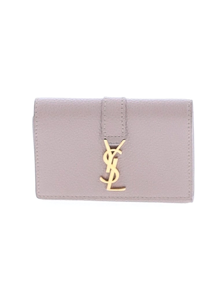 Yves Saint Laurent 100% Leather Gray Tan Leather Key Holder One Size ...