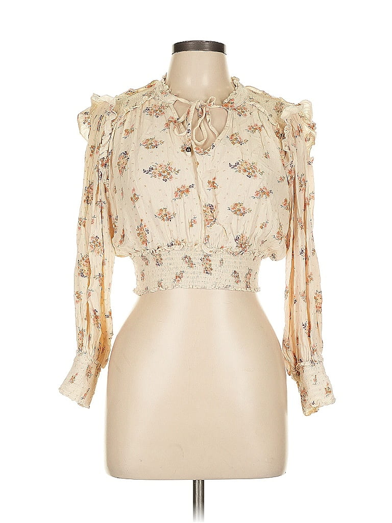 Angie 100% Rayon Ivory 3/4 Sleeve Blouse Size L - 51% off | ThredUp