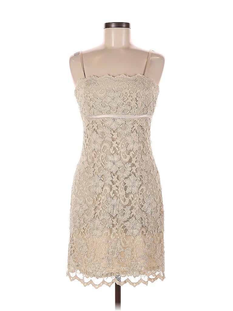 Basix II 100% Nylon Tan Ivory Cocktail Dress Size 6 - 80% off | ThredUp