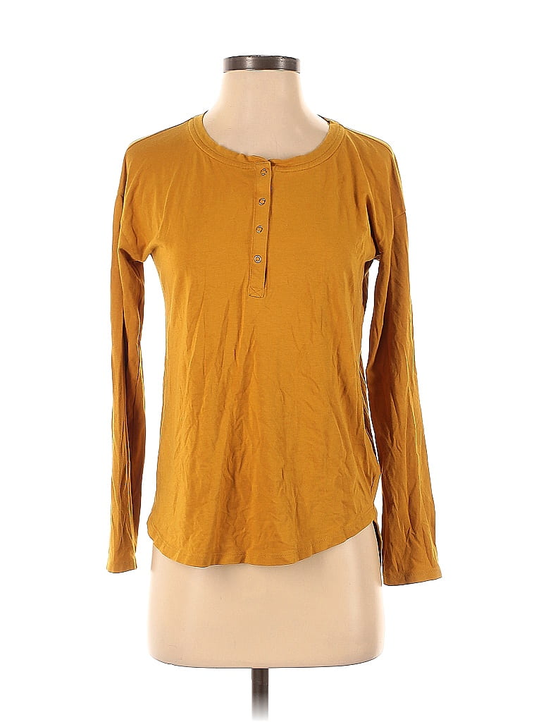 Rachel Zoe Gold Long Sleeve Henley Size S - 79% off | ThredUp