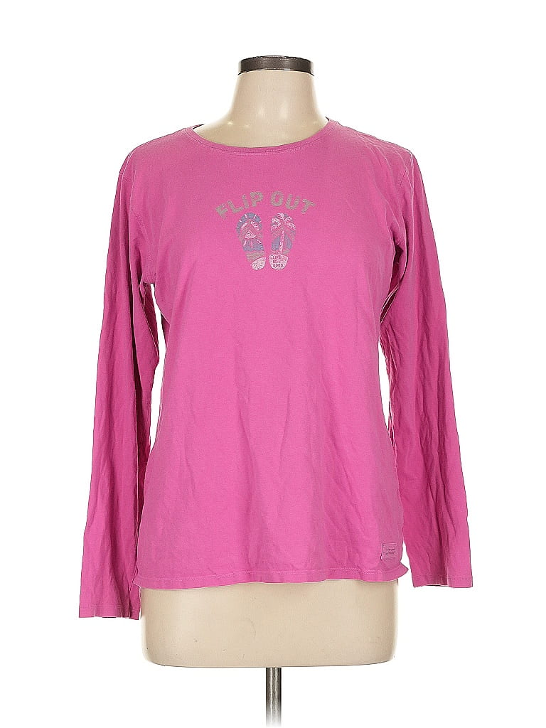 Life Is Good 100% Cotton Pink Long Sleeve T-Shirt Size L - 34% off ...