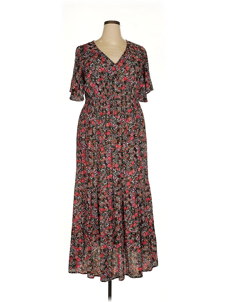 Jessica Simpson 100% Viscose Paisley Brown Casual Dress Size 2X (Plus ...