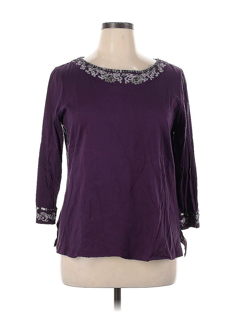 Norm Thompson 100% Cotton Purple 3/4 Sleeve Top Size XL - 75% off | ThredUp