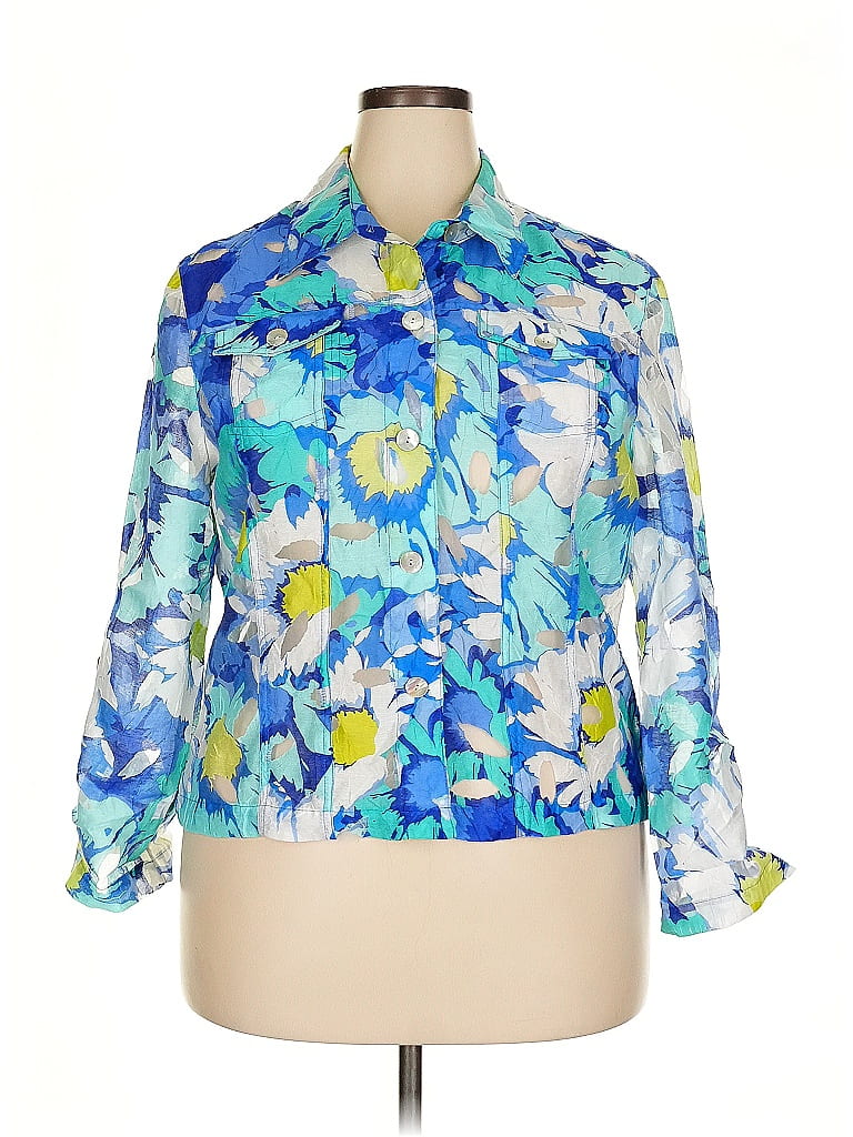 Ruby Rd. Floral Blue 3/4 Sleeve Blouse Size 18 - 70% off | ThredUp