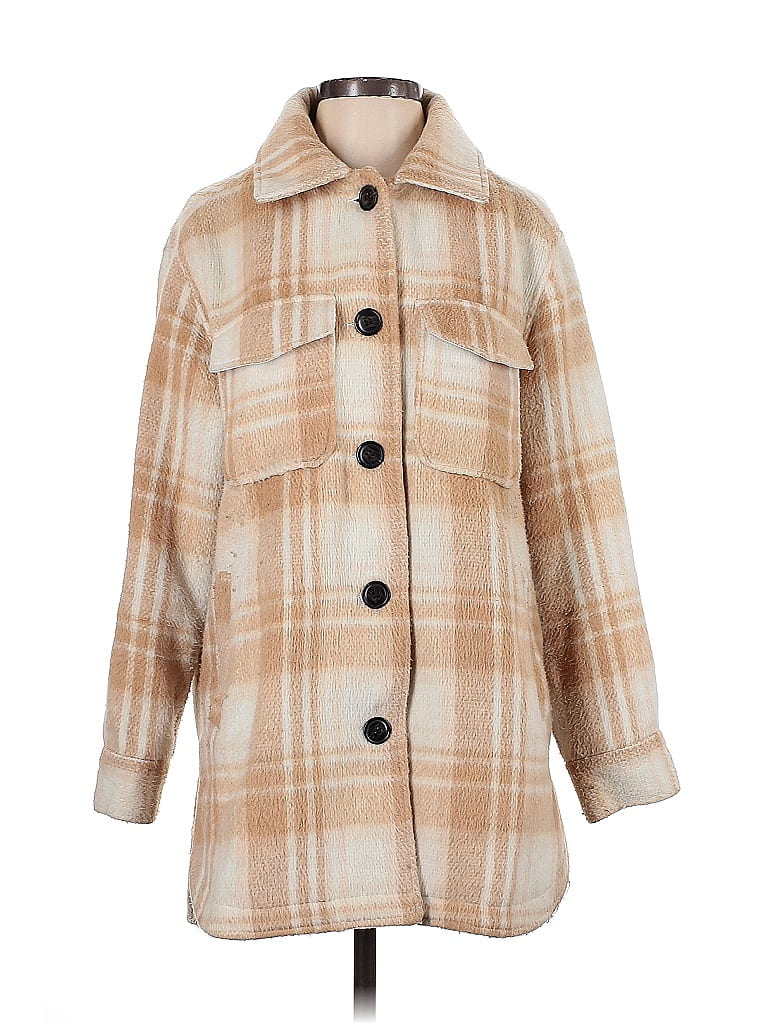 Sebby Plaid Tan Brown Coat Size S - 71% off | ThredUp