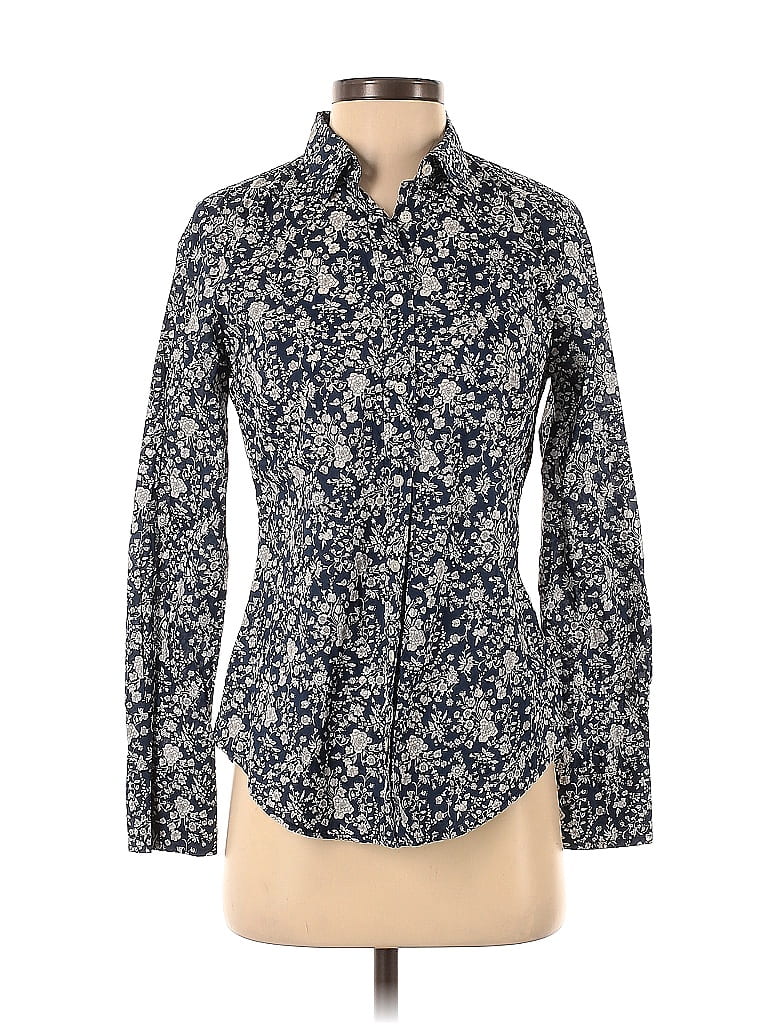 Liberty Art Fabrics for J.Crew 100% Cotton Paisley Blue Long Sleeve Button-Down Shirt Size 2 ...