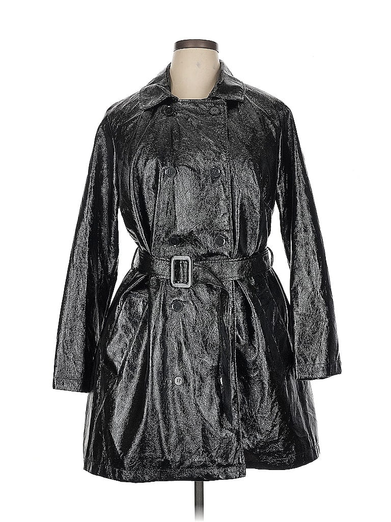 New Look 100% Rayon Metallic Silver Coat Size 1X (Plus) - 42% off | ThredUp