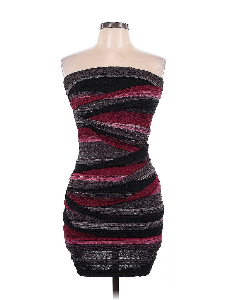 Nikibiki Stripes Burgundy Cocktail Dress Size L - 65% off | ThredUp