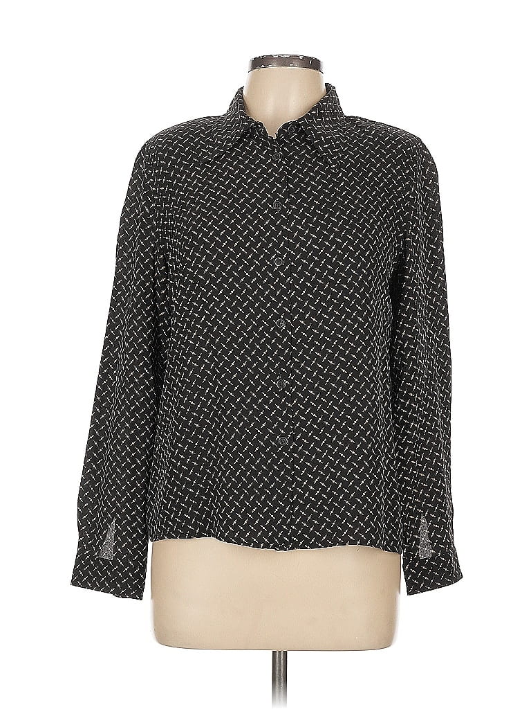 Jones New York 100% Silk Polka Dots Black Long Sleeve Silk Top Size 10 - 76% off | ThredUp