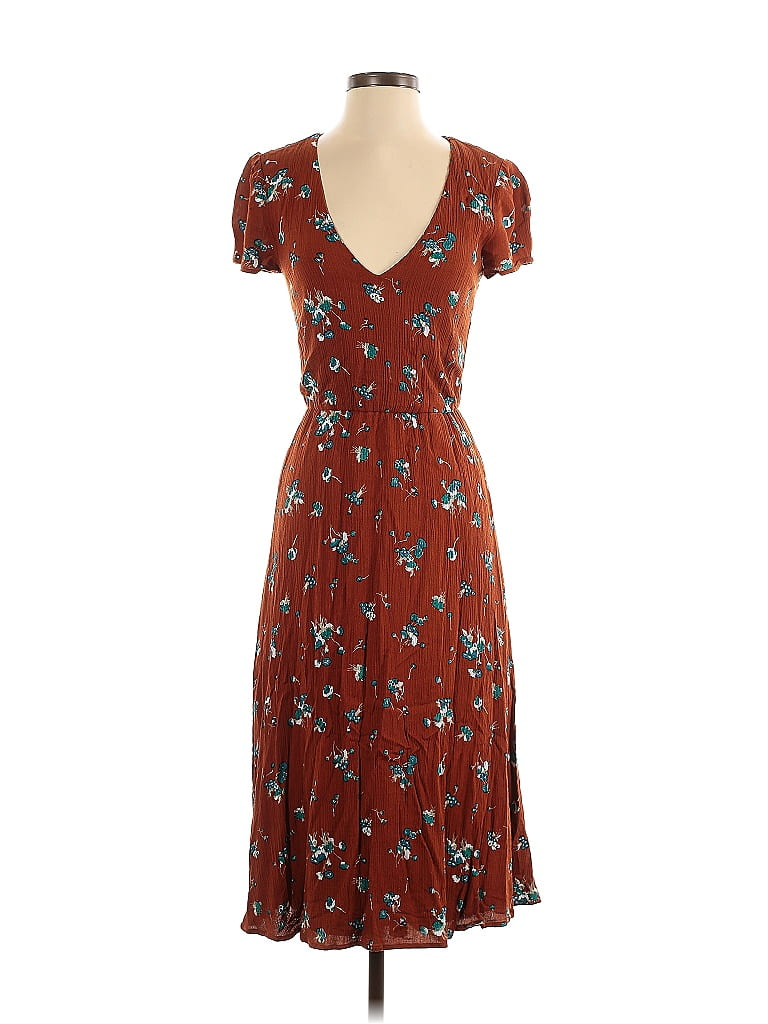WAYF 100% Rayon Paisley Brown Casual Dress Size XS - 59% off | ThredUp