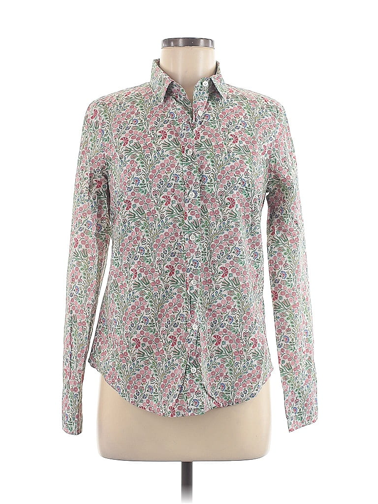 Liberty Art Fabrics for J.Crew 100% Cotton Floral Green Long Sleeve Button-Down Shirt Size 6 ...