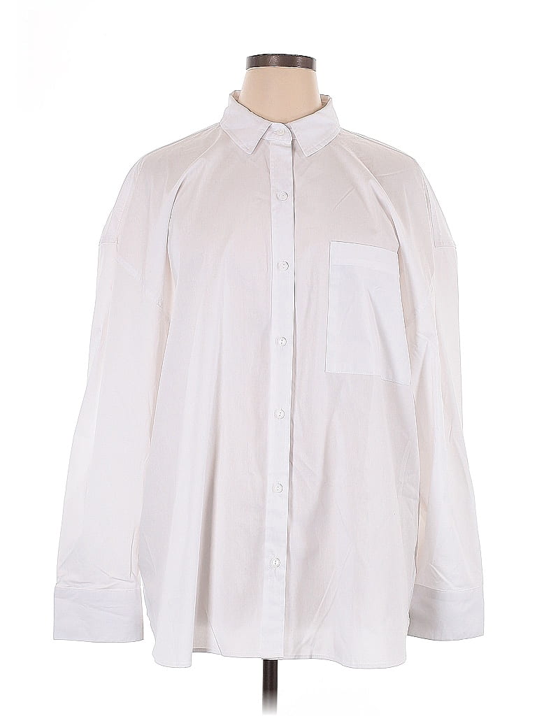 Sonoma Goods for Life Solid White Long Sleeve Button-Down Shirt Size 1X (Plus) - 54% off | ThredUp