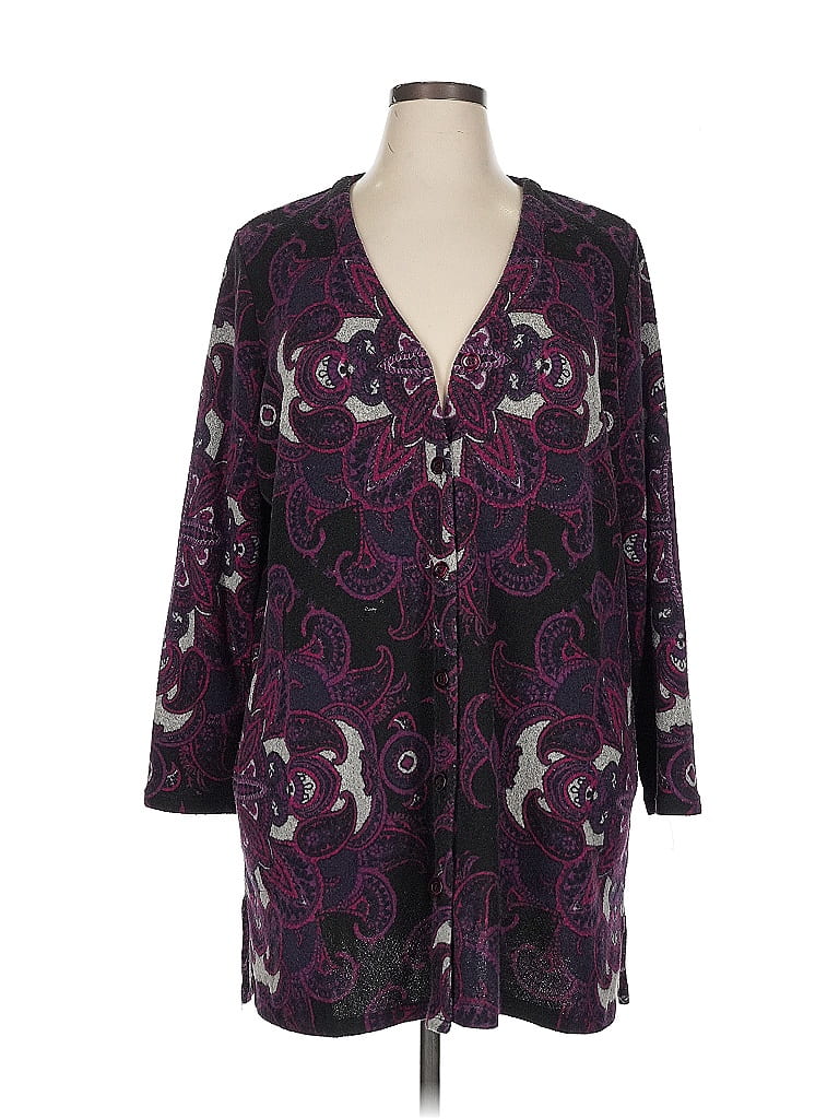 Susan Graver Paisley Purple Cardigan Size XL - 65% off | ThredUp